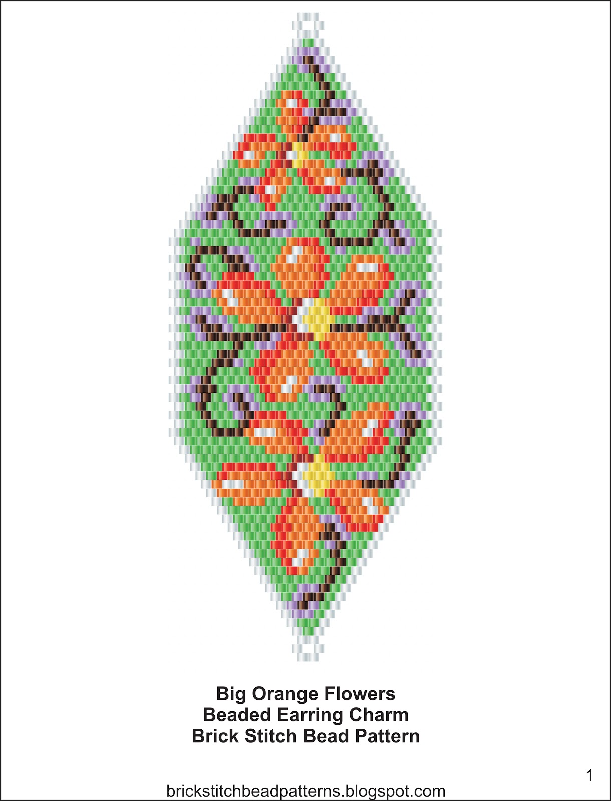 Brick Stitch Bead Patterns Journal: Big Orange Flowers Earrings or ...