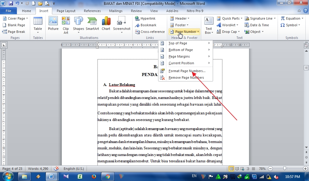 Bulan Jatuh: Cara Penomoran Halaman Romawi dan Angka