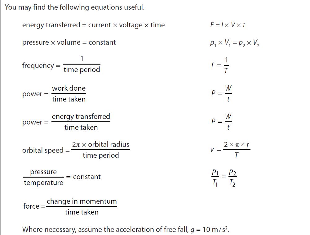 iGCSE Physics: Formulae