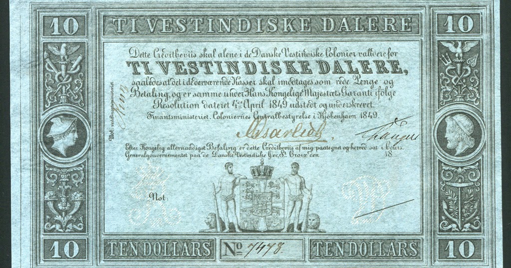 Danish West Indies banknotes 10 Daler 1849 10 Dollars|World Banknotes ...