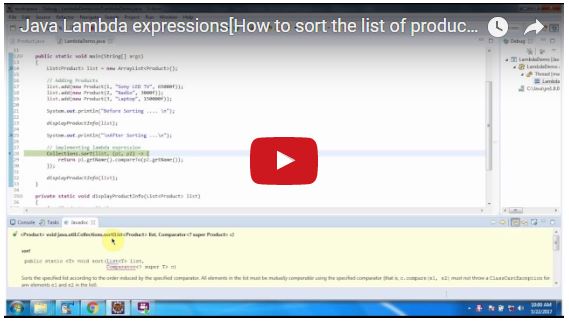 Java Lambda Expressions How To Sort The List Of Product Using Lambda Expression Comparator