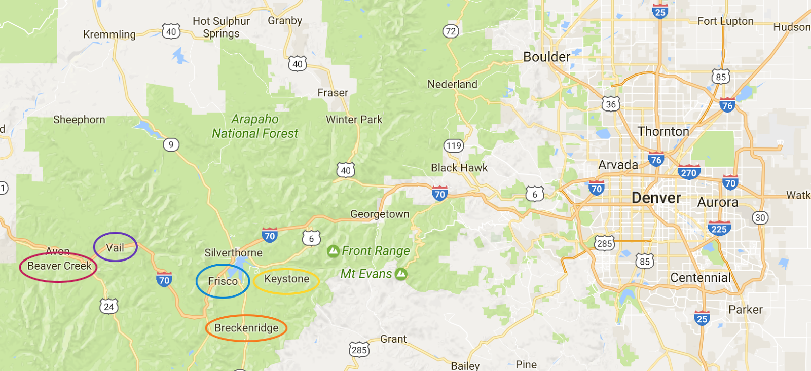 Skiing in Summit County, Colorado, USA