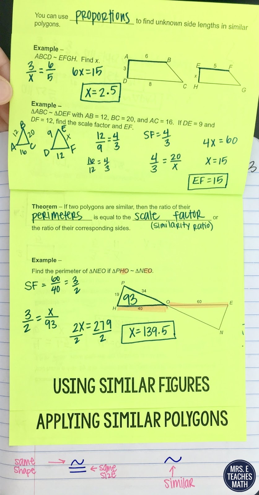 Similar Polygons INB Pages | Mrs. E Teaches Math