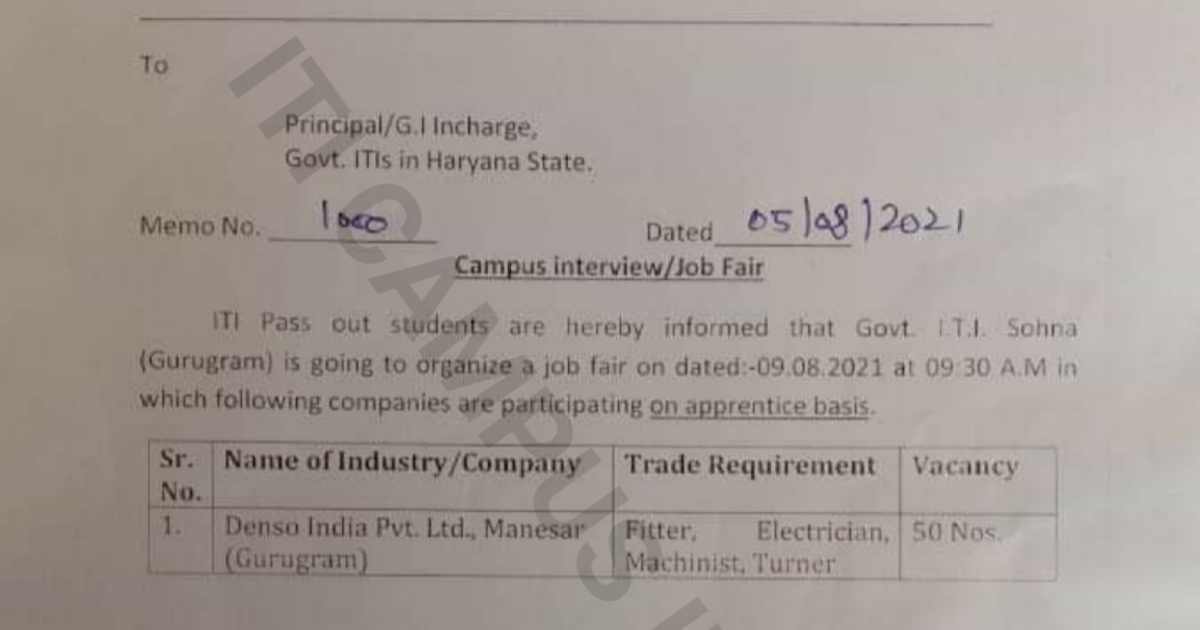 How to Job Requirement Campus Placement Denso Indian Private limited ...