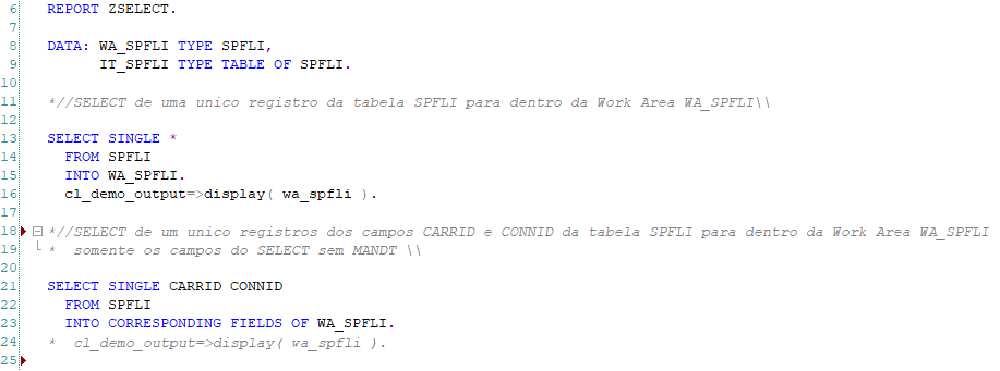 Tipos de Select em ABAP - 1º