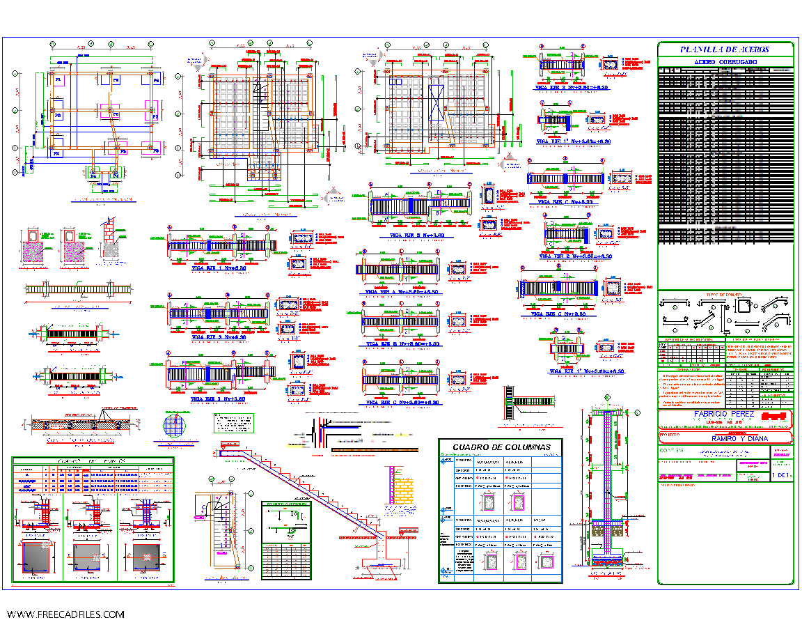 One family housing structural plans and architecture DWG
