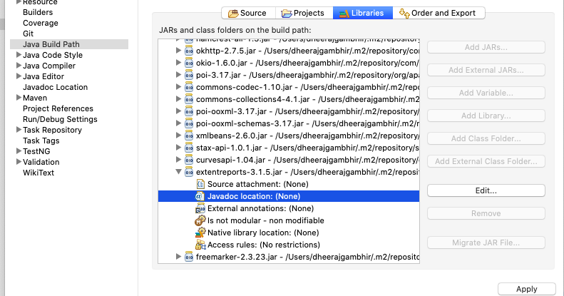 Missing javaDoc Missing javaDoc