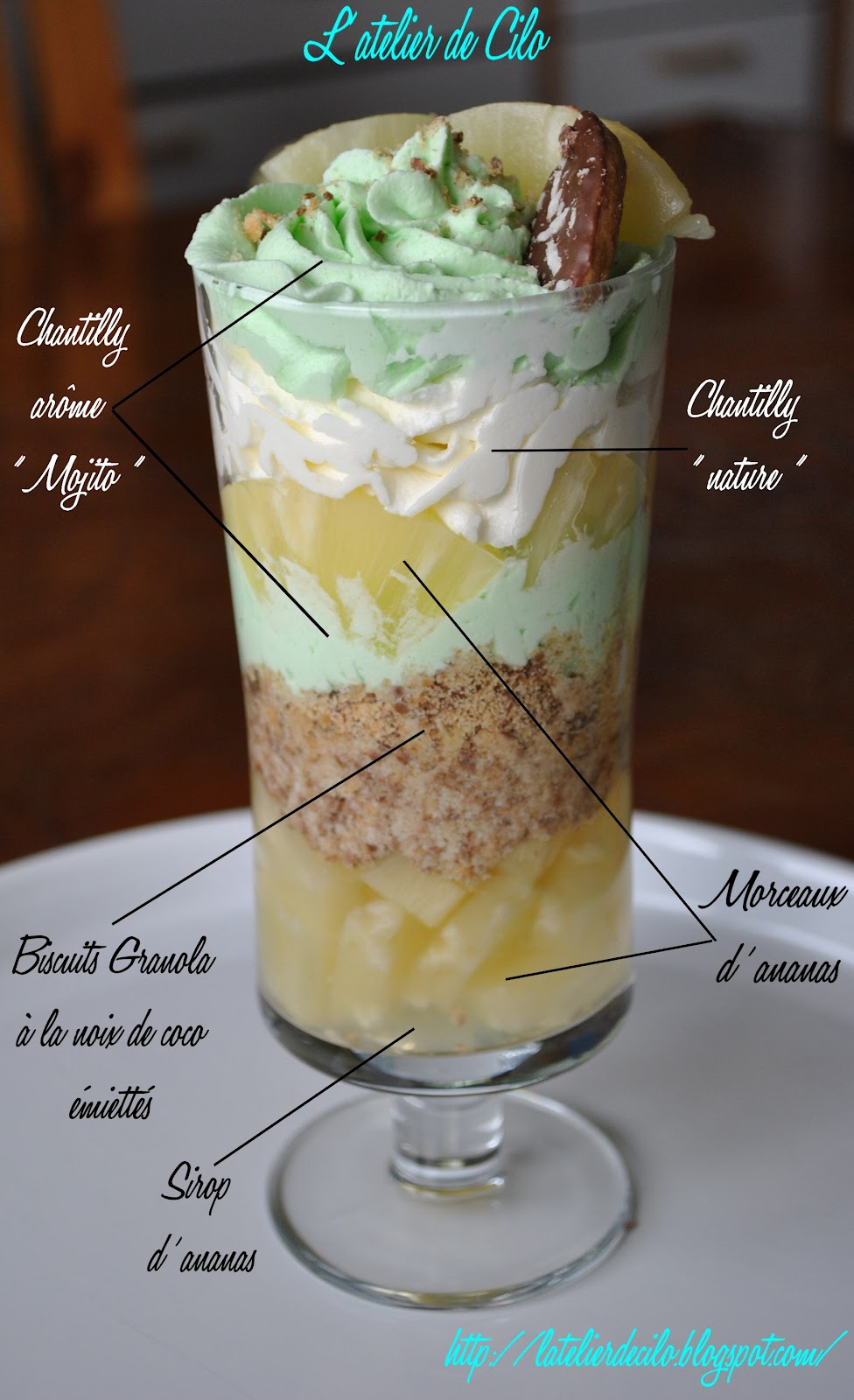 L'atelier de Cilo: « Trifle » Ananas / Granola coco / Chantilly Mojito