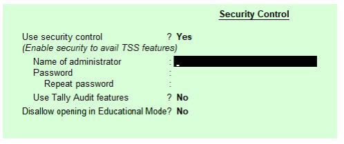 Take care of Security in Tally