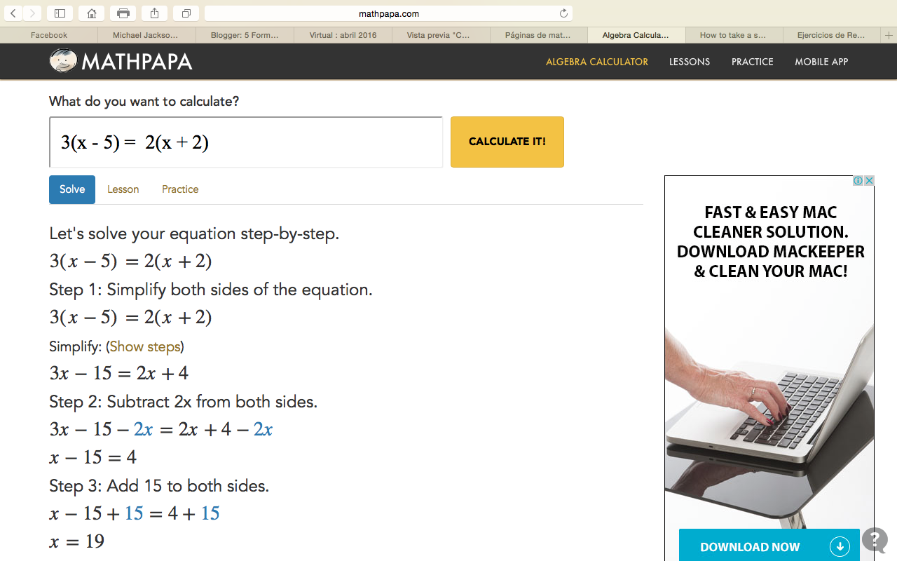 5 Formas de Resolver ECUACIONES de una Manera Virtual : Resolver ecuaciones con la pagina Mathpapa