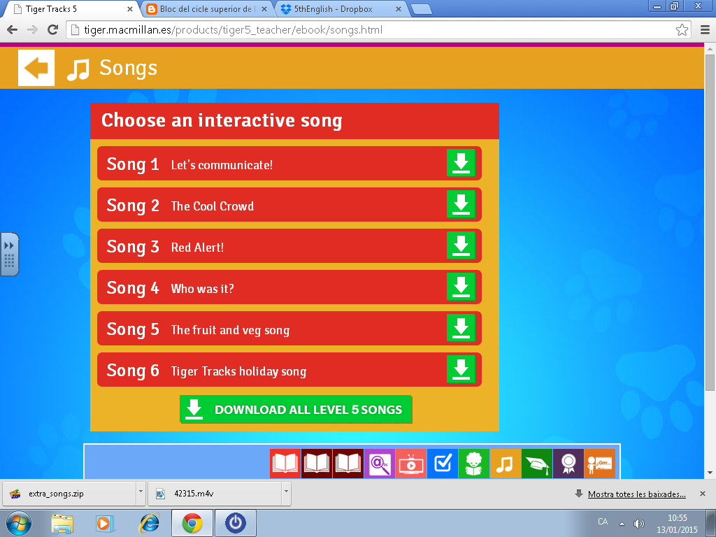 Bloc del cicle superior de l'Escola Montsant: Tiger Tracks 5 SONGS