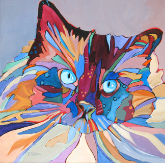Daily Painters Abstract Gallery: Contemporary abstracted cat painting ...