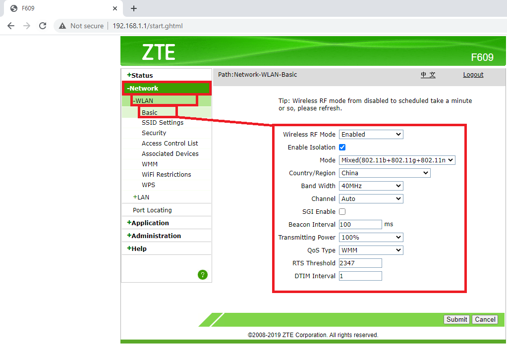 Setting Modem ZTE F609 Indihome Basic WLAN Dan LAN Untuk Access Point ...
