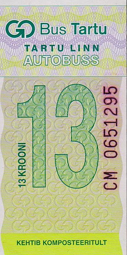 The traveler's drawer: BUS TARTU (Eesti / Estonia) ticket