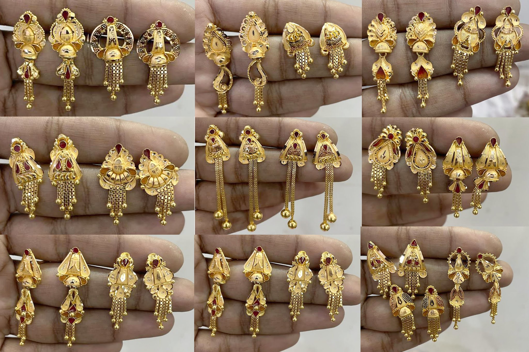 Latest Gold Earings Tops Designs | Light Weight Daily Wear Ear Studs