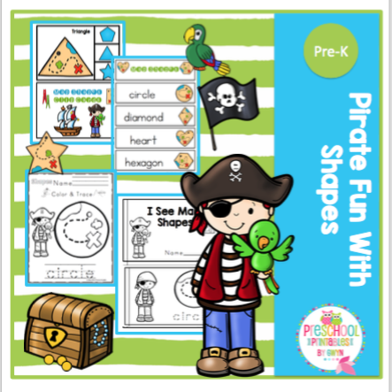 Pirate Fun With Shapes ~ Preschool Printables