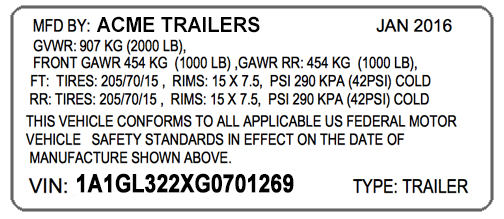 Replacement VIN (vehicle identification number) Stickers: Replacement ...