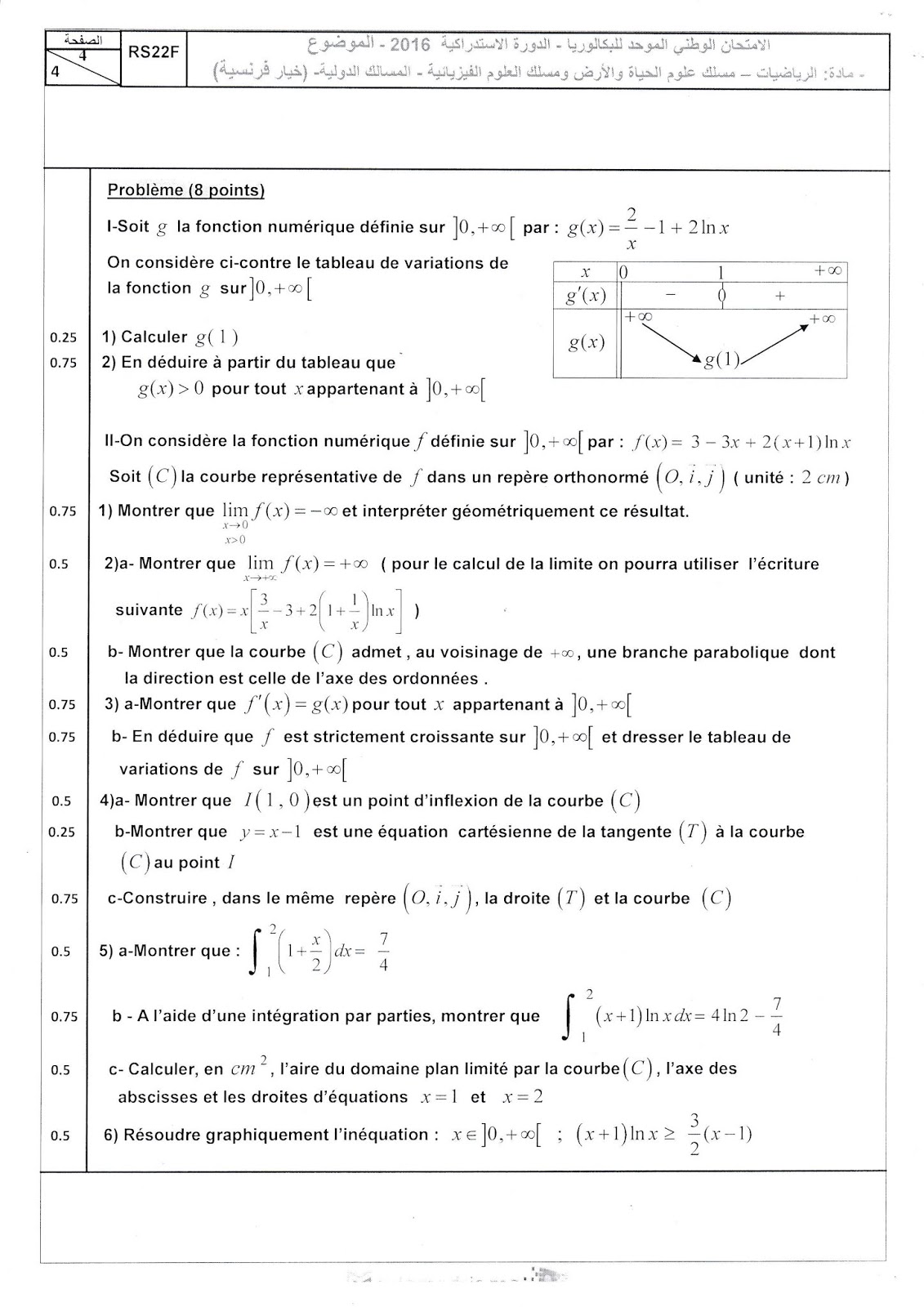 touill.com: bac math maroc 2016 session ratrappage