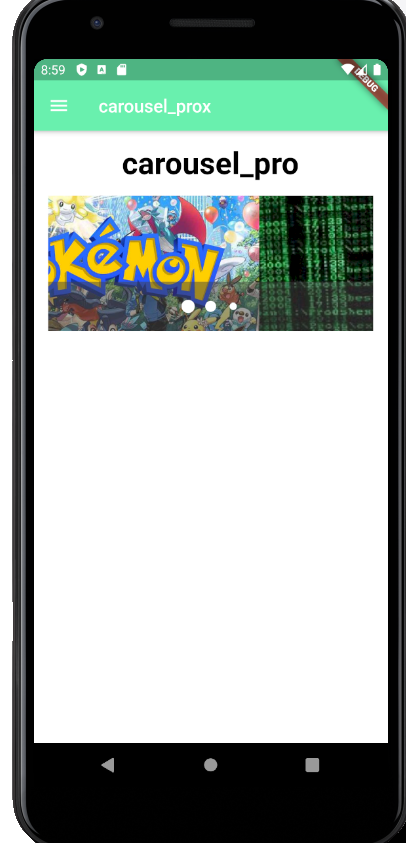 Ejemplo mostrando carousel flutter de diferentes widget