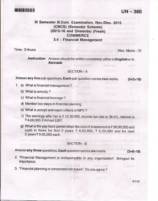 Bangalore University B.Com. COMMERCE 3.4 : FINANCIAL MANAGEMENT ...
