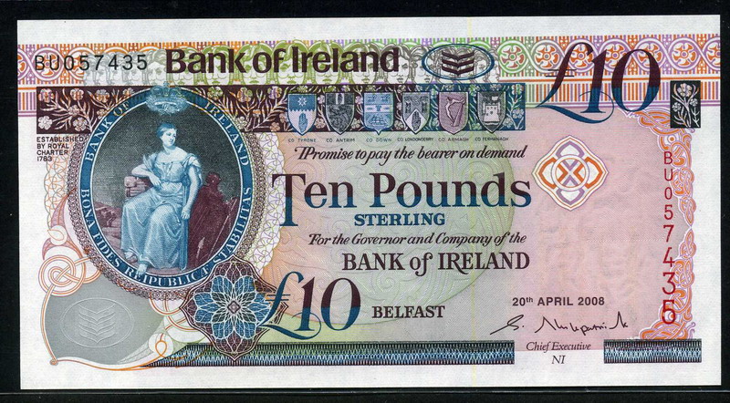 Northern Ireland Banknotes 10 Pound Note Of 2008 Bank Of Ireland northern-ireland-banknotes-10-pound-note-of-2008-bank-of-ireland