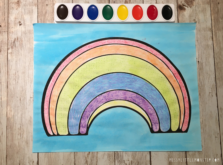 Printable Rainbow Template - Texture Crayon Rubbing Art - Messy Little ...