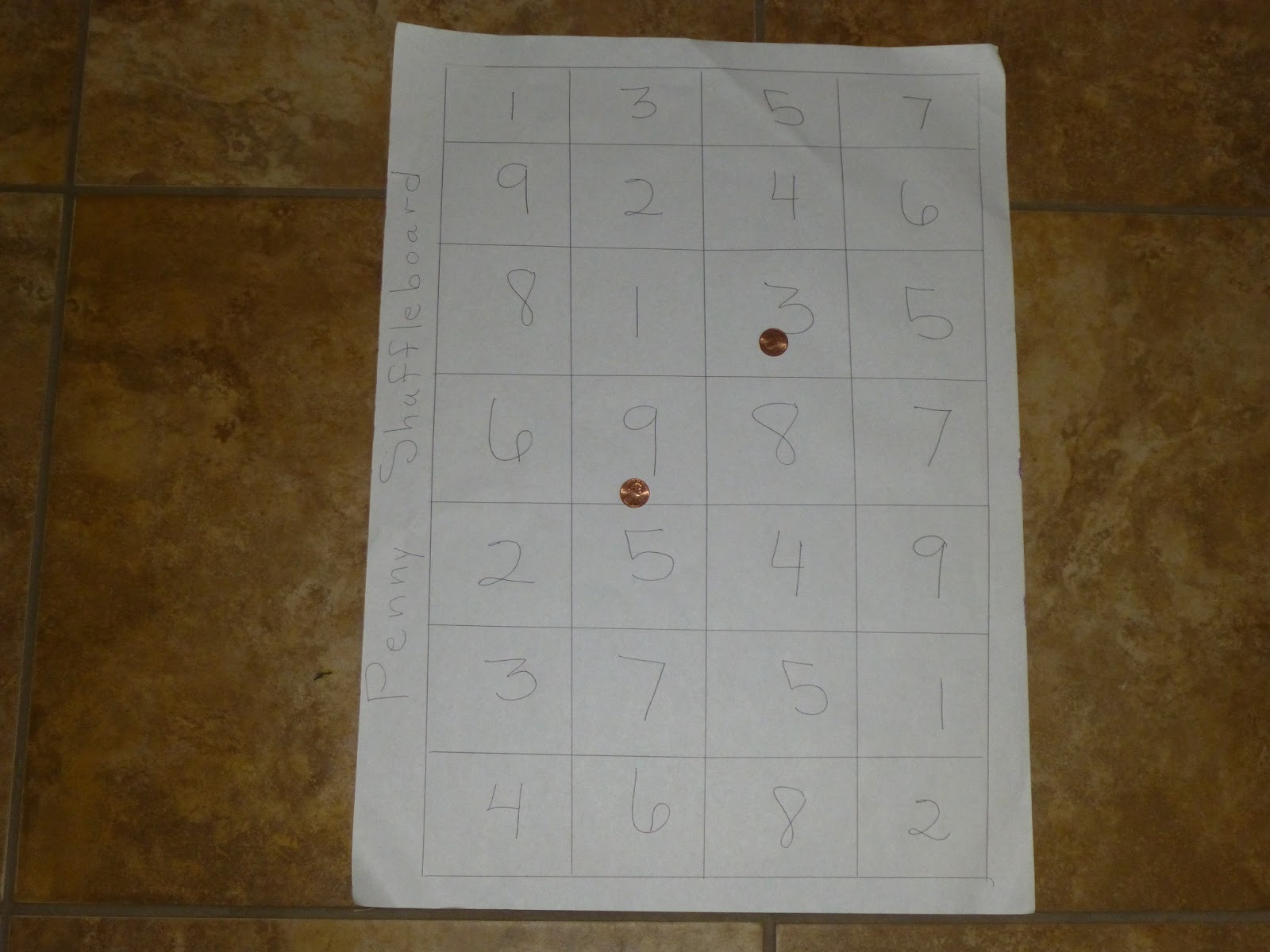 Homeschool Ideas Unlimited: Penny Shuffleboard Math Game