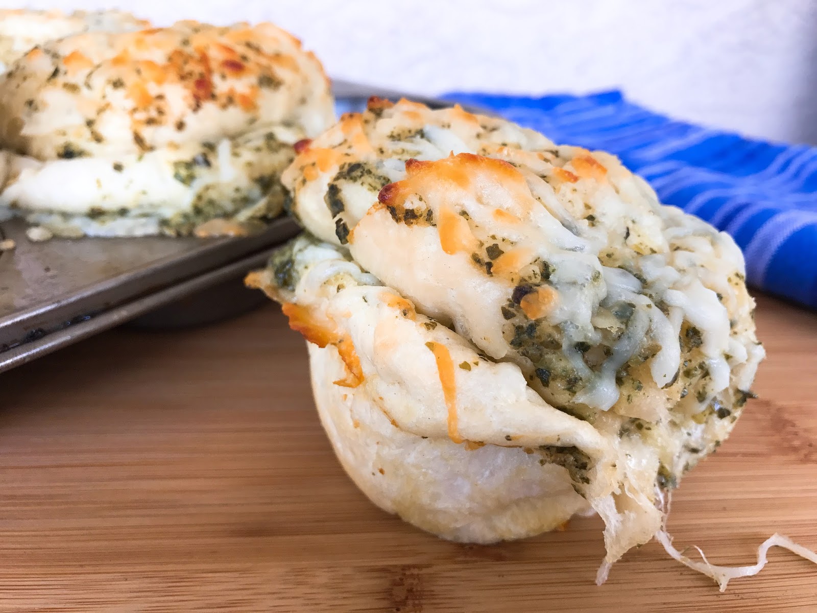 Pesto and Mozzarella Stuffed Dinner Rolls