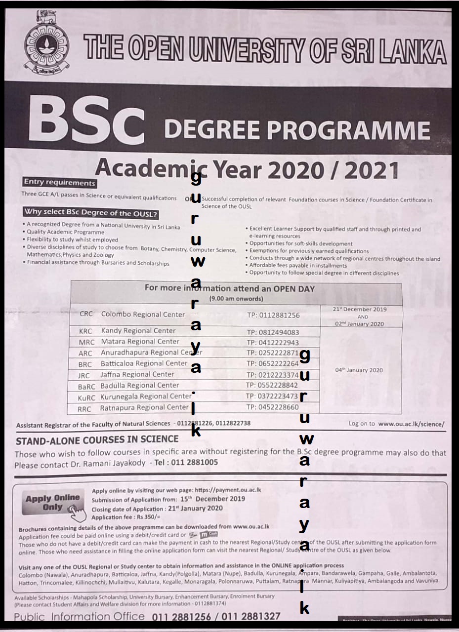 BSc Degree Programme @OUSL - Teacher