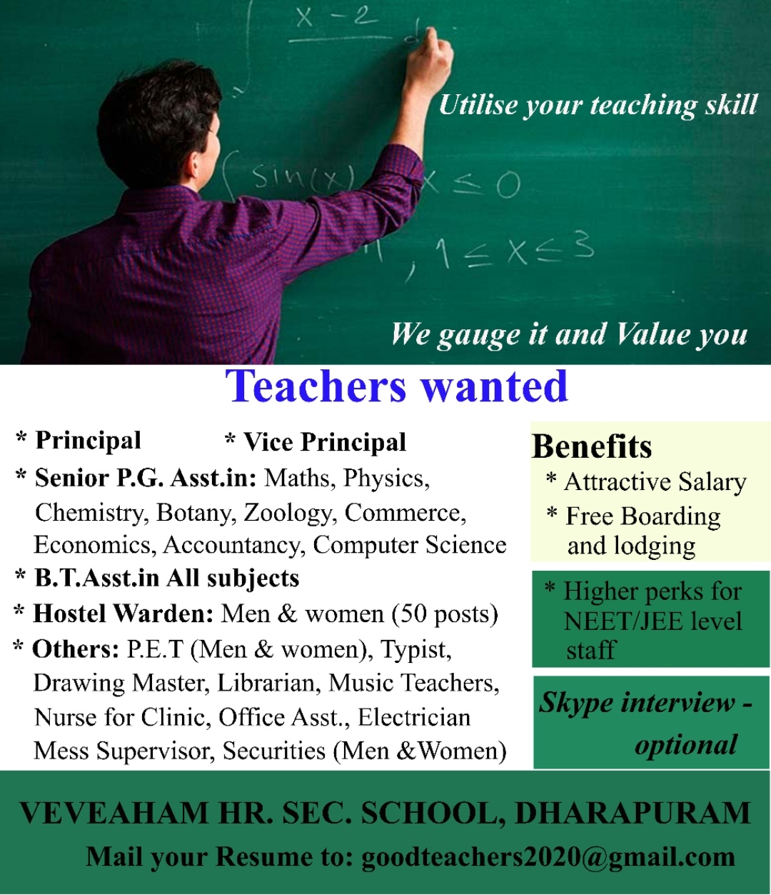Teachers Wanted Advertisement ( PG & BT All Subject ) - Kalviseithi ...