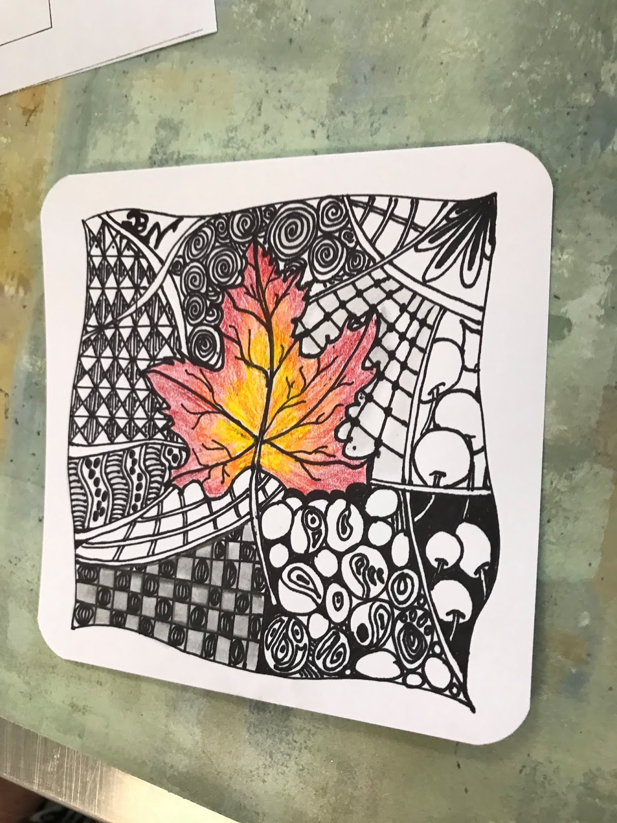 Tiki Tangles: Oasis Falling Zentangle Leaf