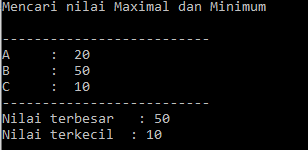 Mencari nilai Maximum dan Minimum dengan menggunakan bahasa C++