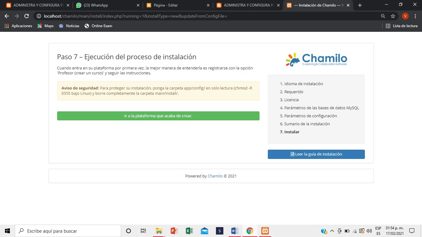 Instalación Chamilo