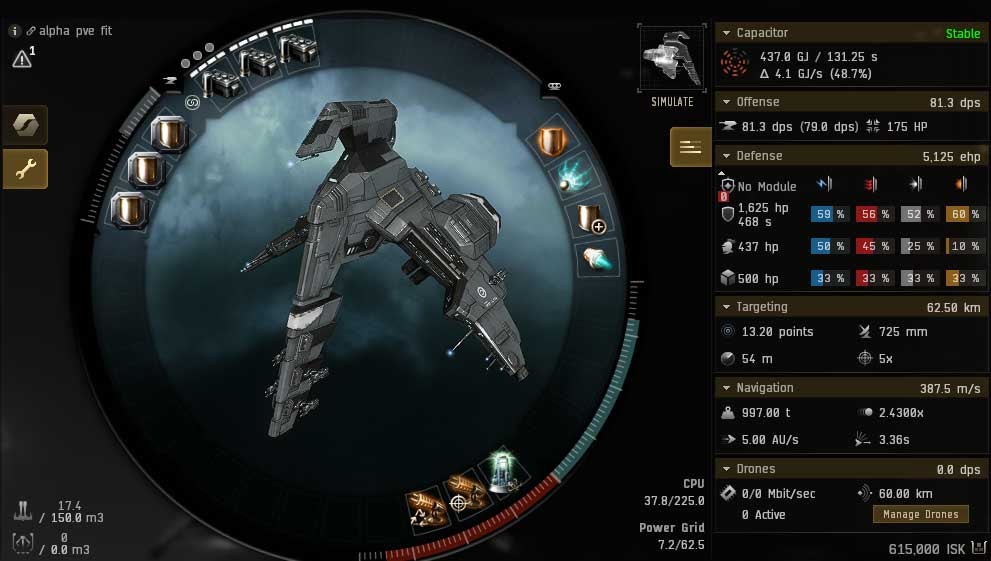 EVE Online Mission: merlin alpha pve fit