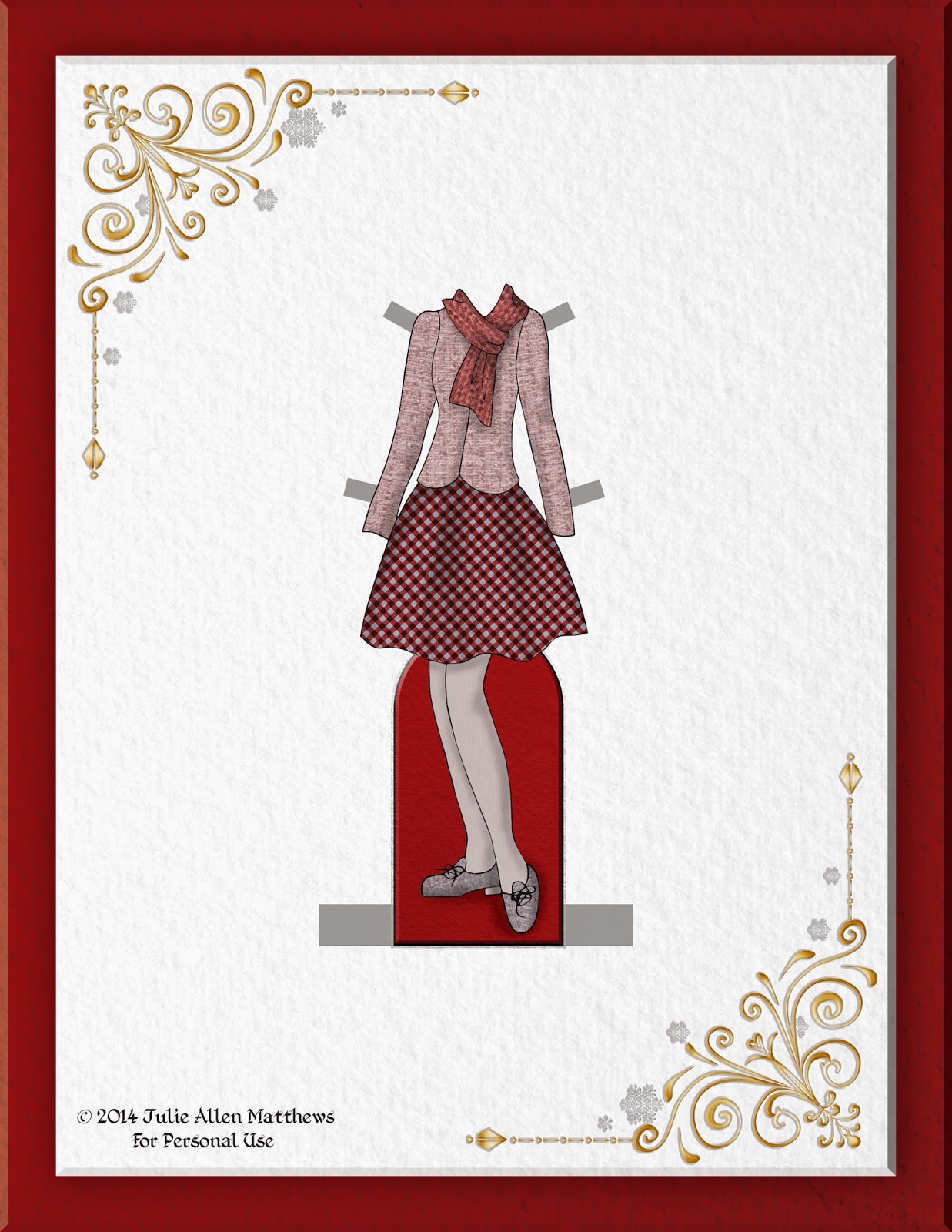 Paper Doll School: December Paper Doll - Outfit 8 in Red