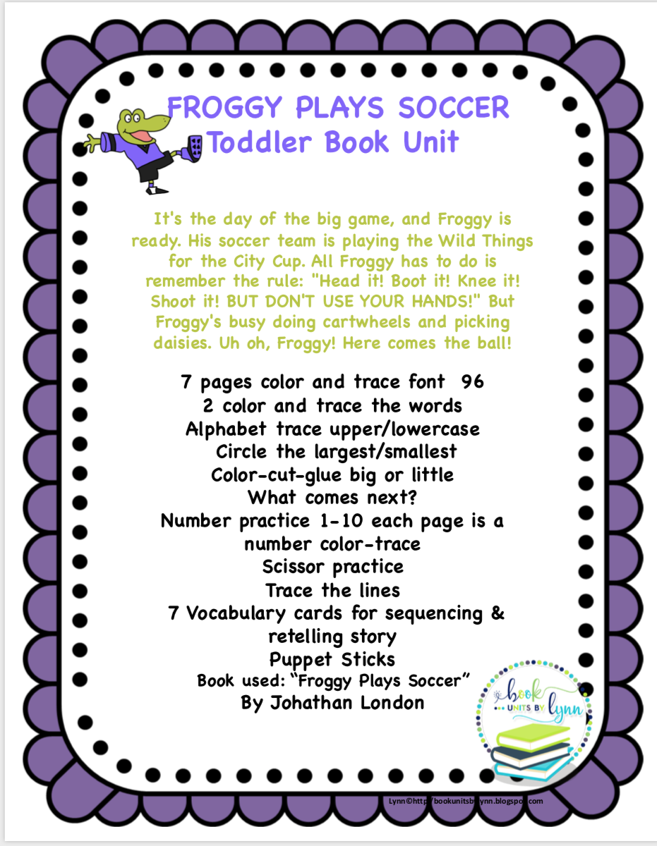 FROGGY PLAYS SOCCER TODDLER BOOK UNIT ~ Book Units by Lynn