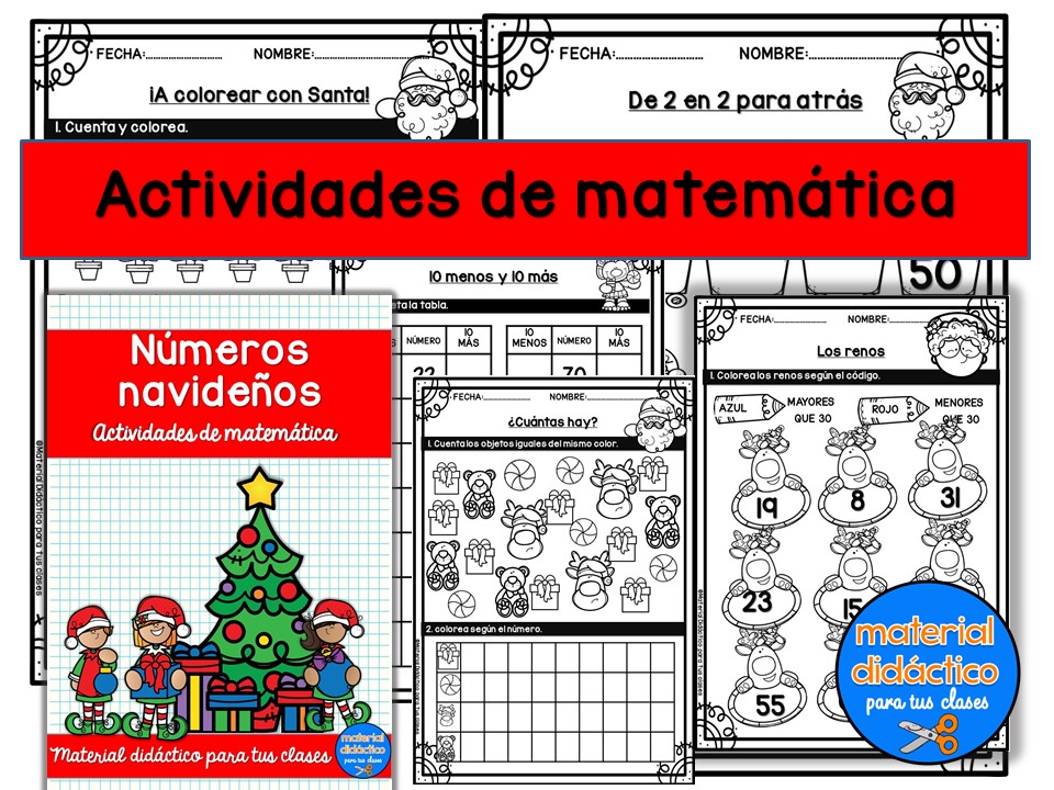 Números navideños hasta el 100 - Material Didactico para tus clases