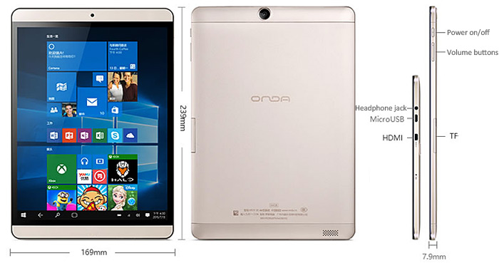 ONDA V919 Air 9.7 pollici con 4 Gb di Ram con Windows 10 e Android a 165 € senza dogana ...