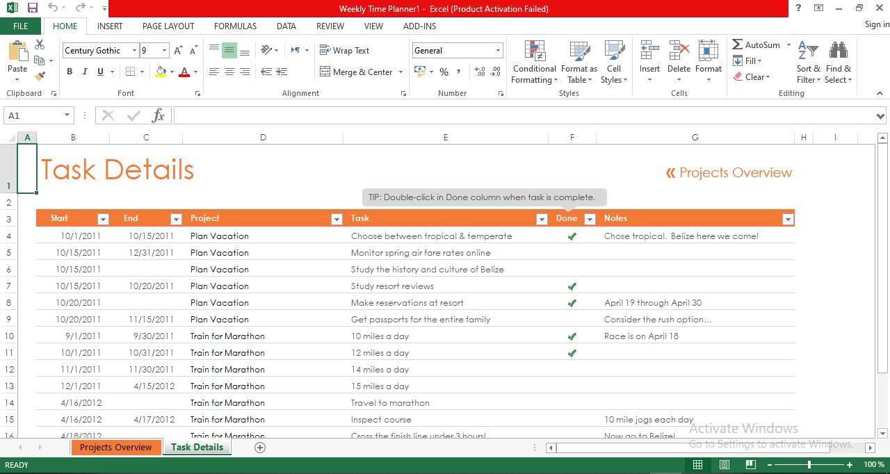 Time Management Weekly Planner Template