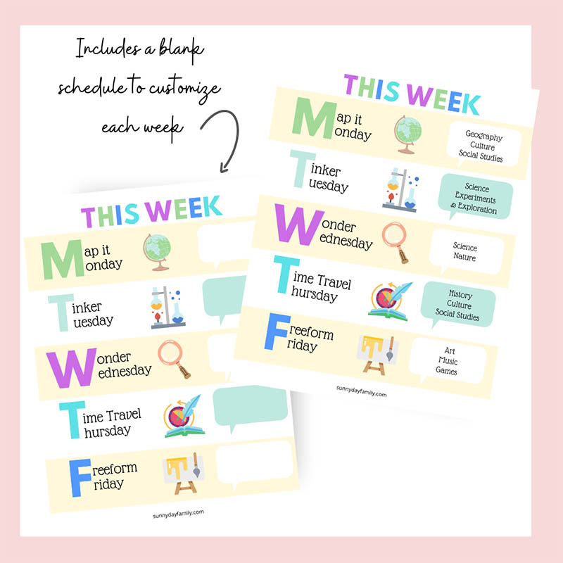 Create a Weekly Homeschool Schedule with a FREE Printable | Sunny Day ...