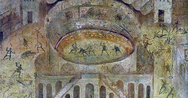 Fresco depicting the infamous 59 AD riot between Pompeians and Nucerians