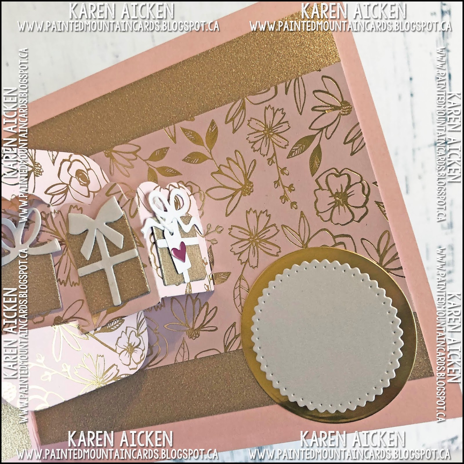 Painted Mountain Cards: Sparkling Gold Gift Pivot Panels Pop Up Card