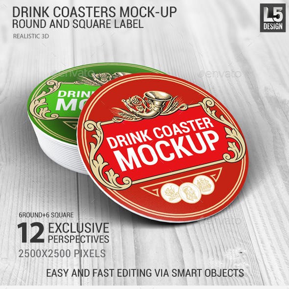 250+ Best Coaster Mockup Templates | Free & Premium