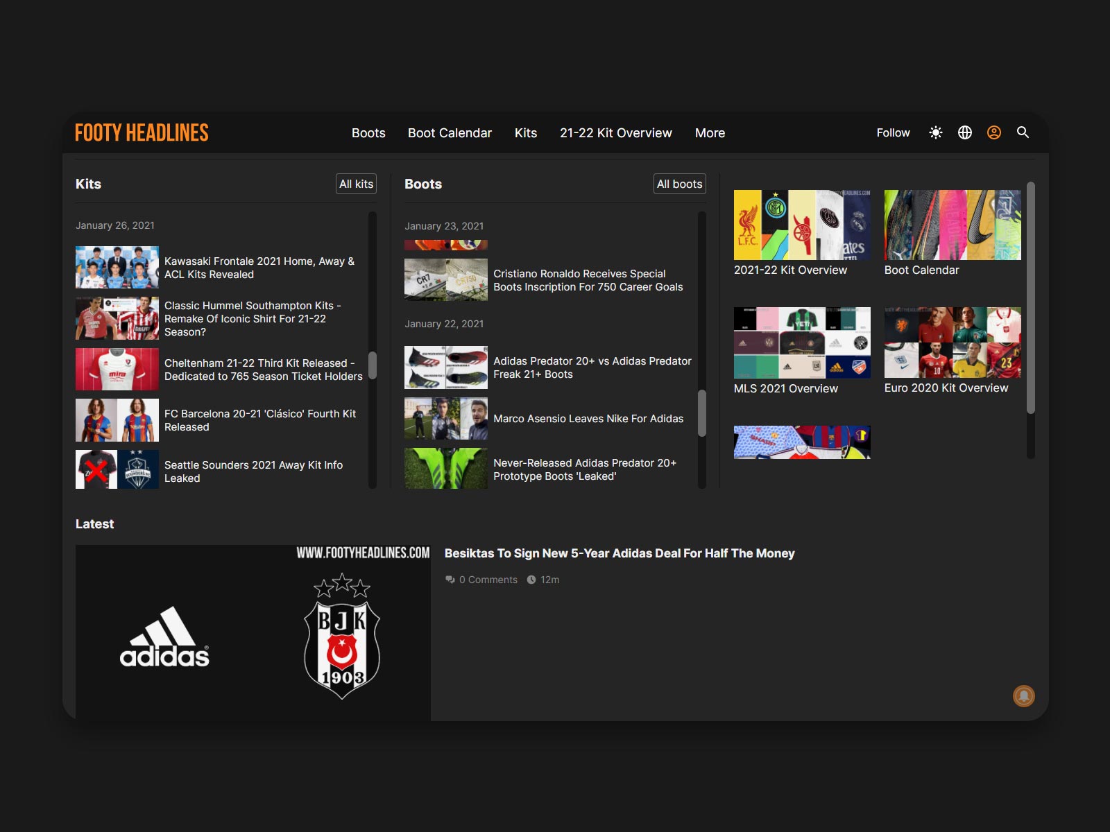 New Footy Headlines Website Design 2021 - Dark Mode & More - Footy ...