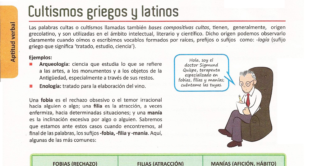 Cultismos Griegos y Latinos - Razonamiento Verbal