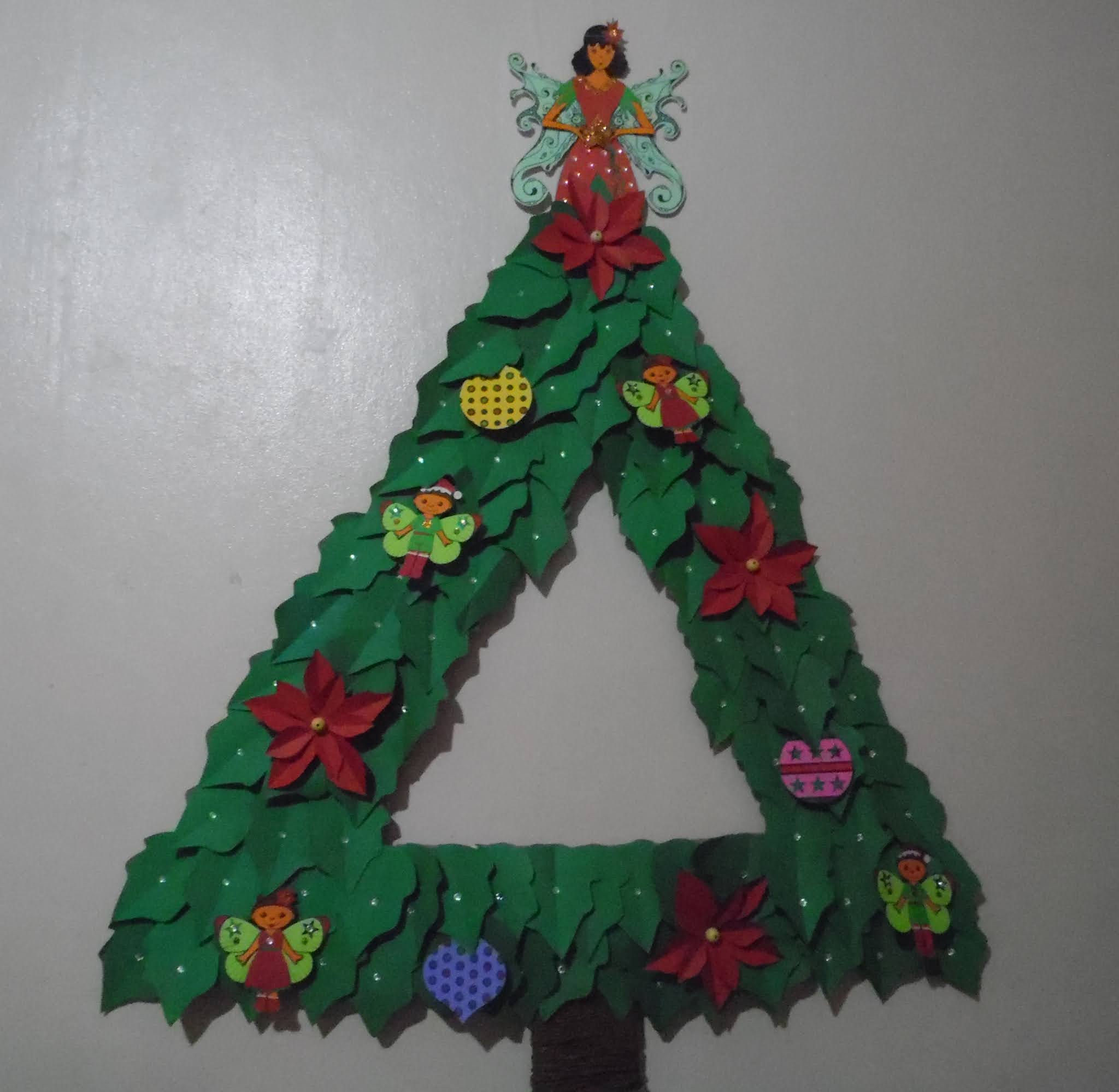 DIY "Christmas Fairy" Themed Hanging Triangle Paper Wall Christmas Tree ...