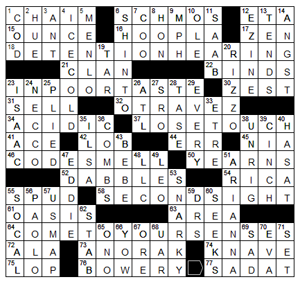 L.A.Times Crossword Corner: Wednesday December 25, 2019 Blake Slonecker