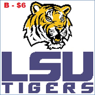 EASY PATTERNS: Louisiana State University LSU Tigers cross-stitch pattern