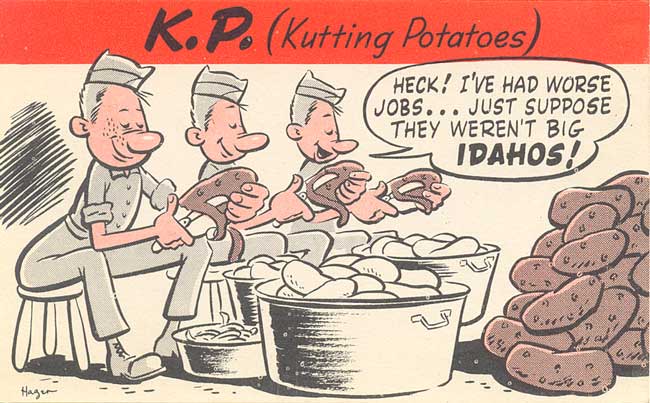 POSTCARDY: the postcard explorer: KP Duty - Peeling Potatoes