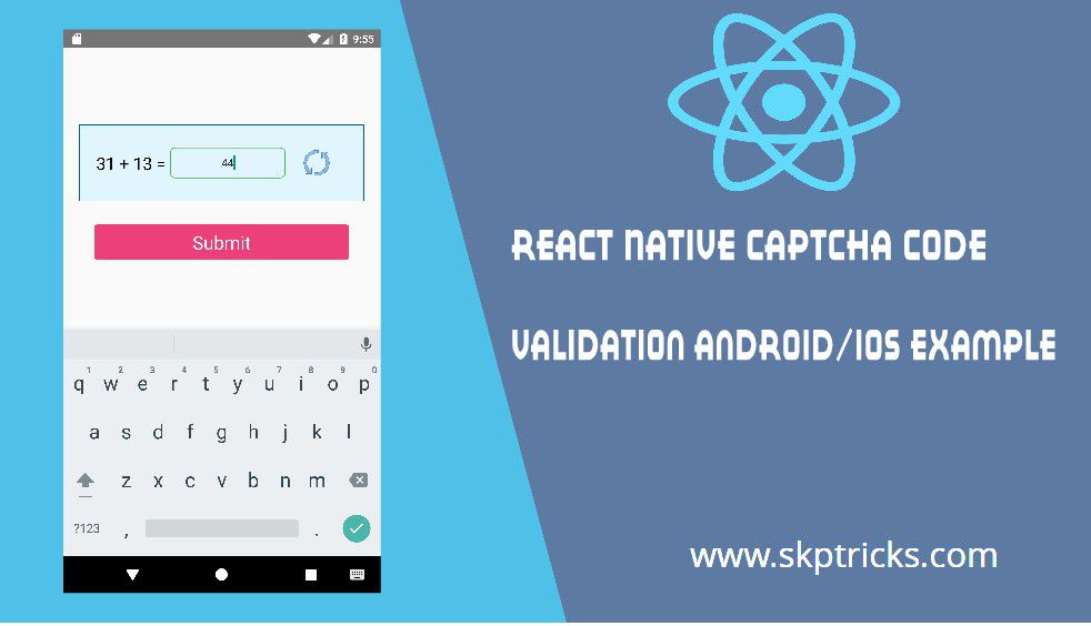 React Native Captcha Code Validation Android And Ios Example Skptricks